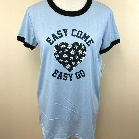 LuLaRoe | Tops | Nwt Lularoe M Liv Ringer T Shirt Blue Navy White Daisy ...